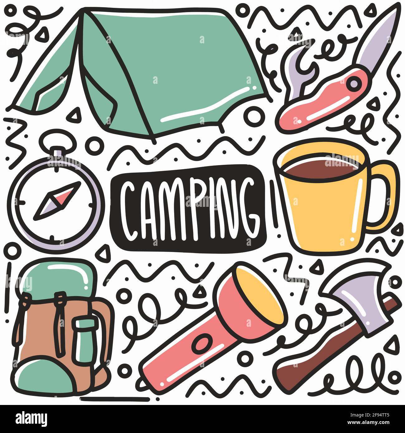 Camping backpack icon concept Cut Out Stock Images & Pictures - Alamy