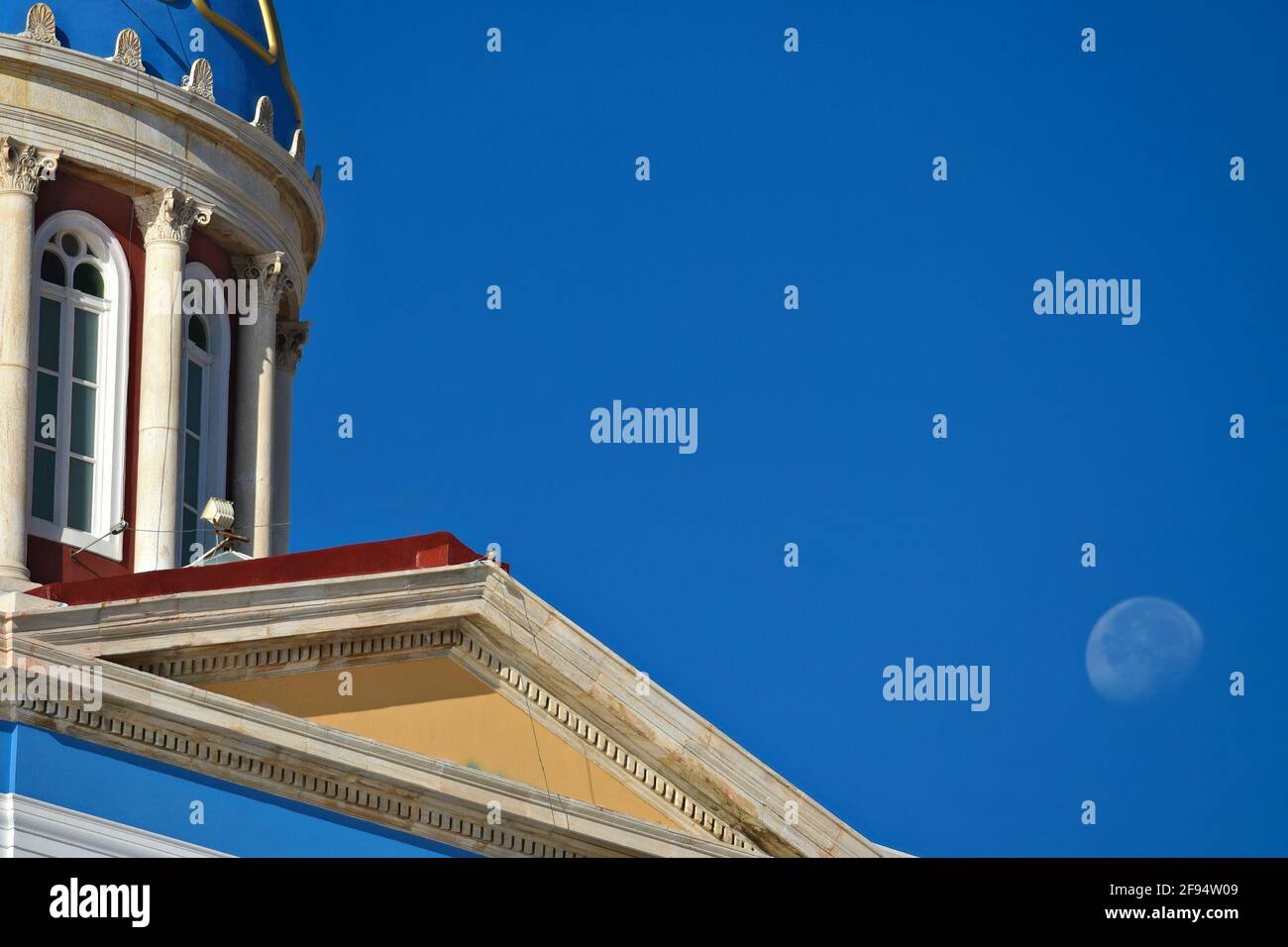 Dome view of Aghios Nikolaos, a Byzantine Greek Orthodox church with ...