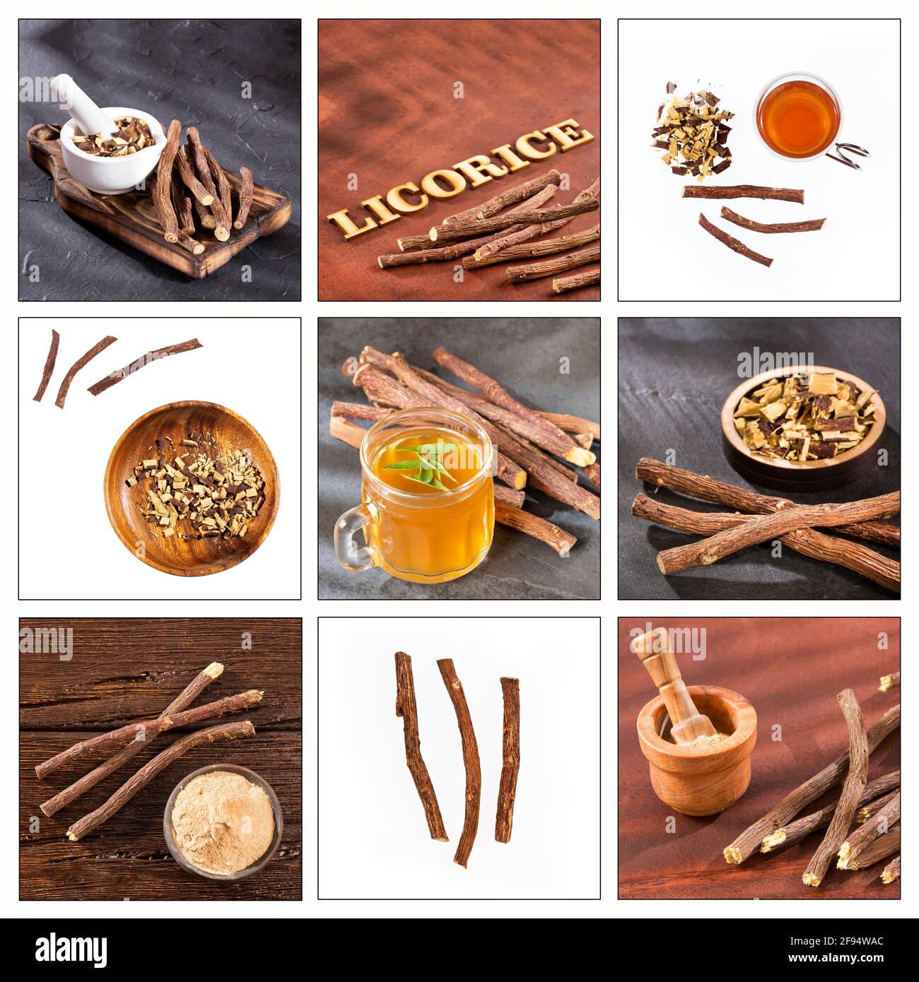Creative collage of licorice images - Glycyrrhiza glabra Stock Photo ...