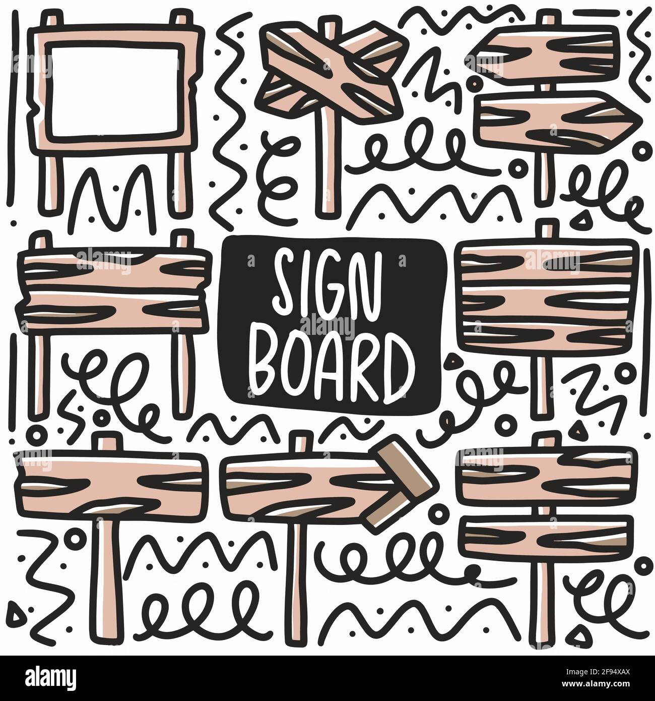 hand drawn sign board doodle set Stock Vector Image & Art - Alamy