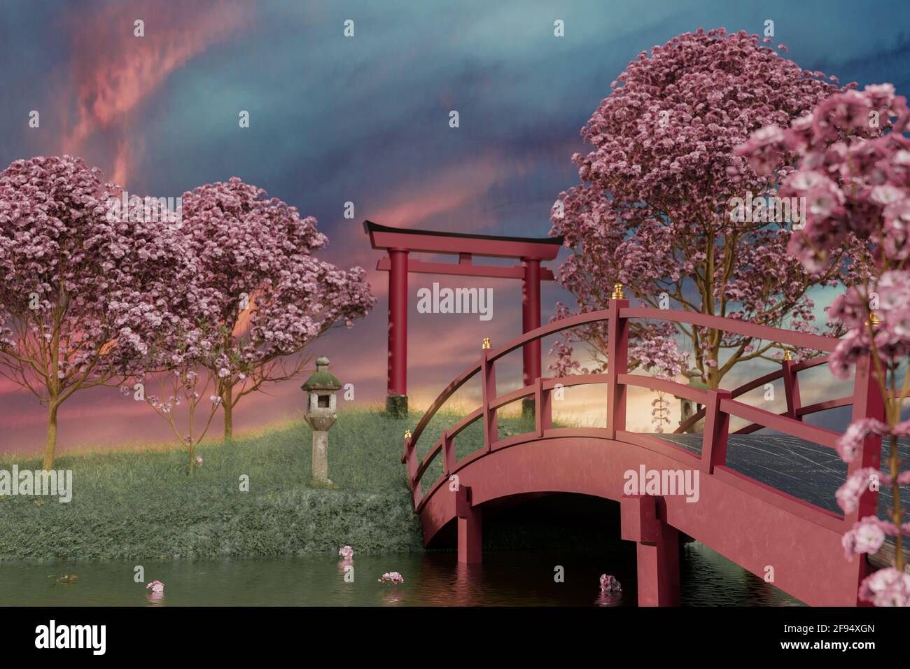 Cherry blossom japanese red temple hi-res stock photography and images ...