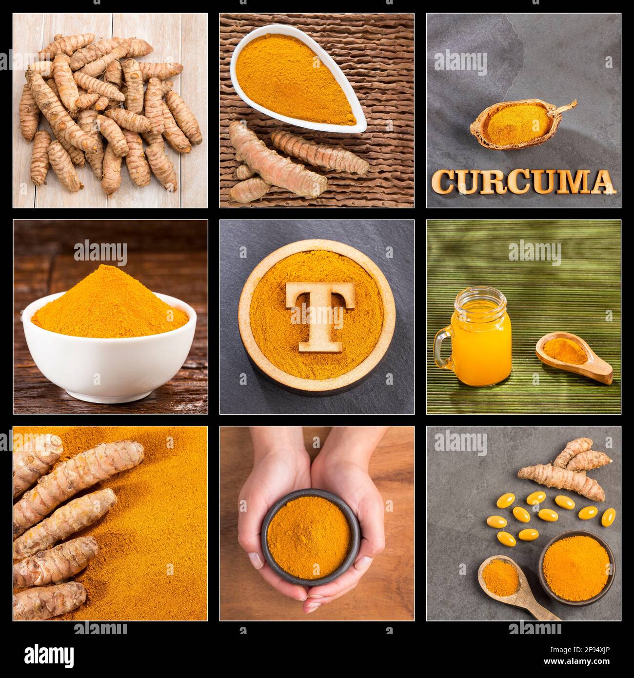 Curcuma longa - Creative collage of turmeric images Stock Photo - Alamy