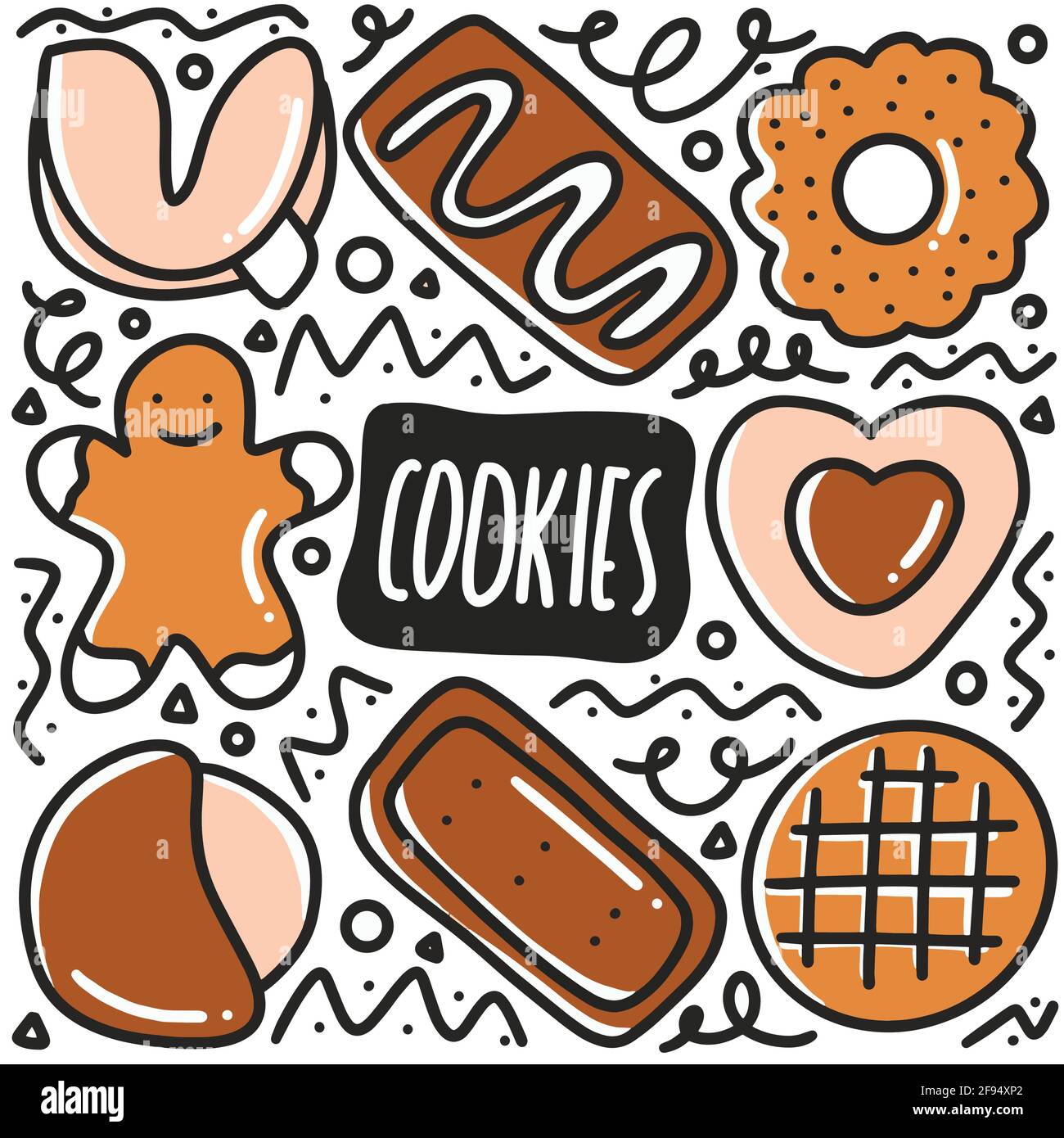 hand drawn cookies doodle set Stock Vector Image & Art - Alamy
