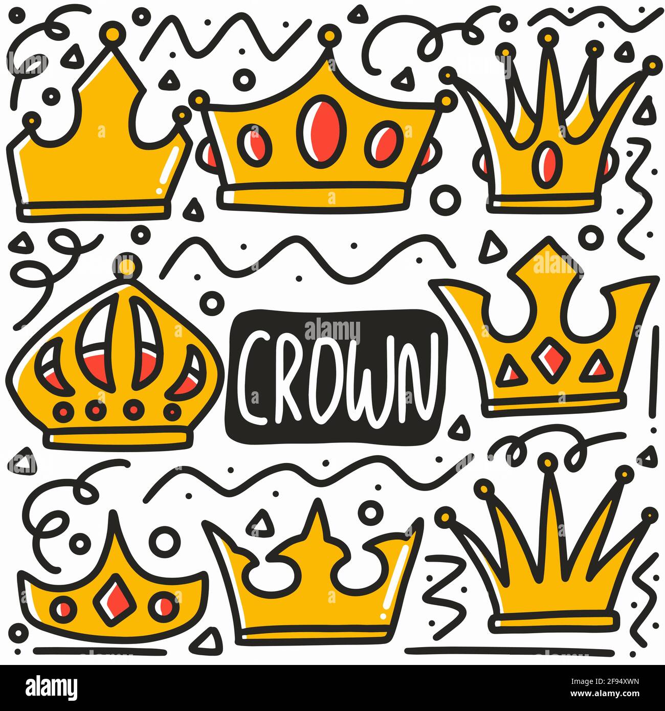hand drawn crown doodle set Stock Vector Image & Art - Alamy