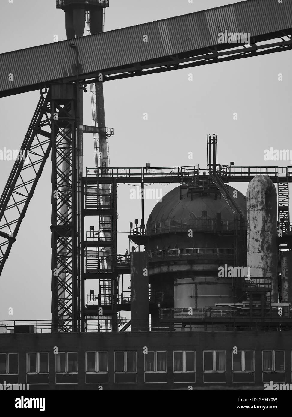 A detail from the now derelict Redcar Steelworks, showing a section of ...