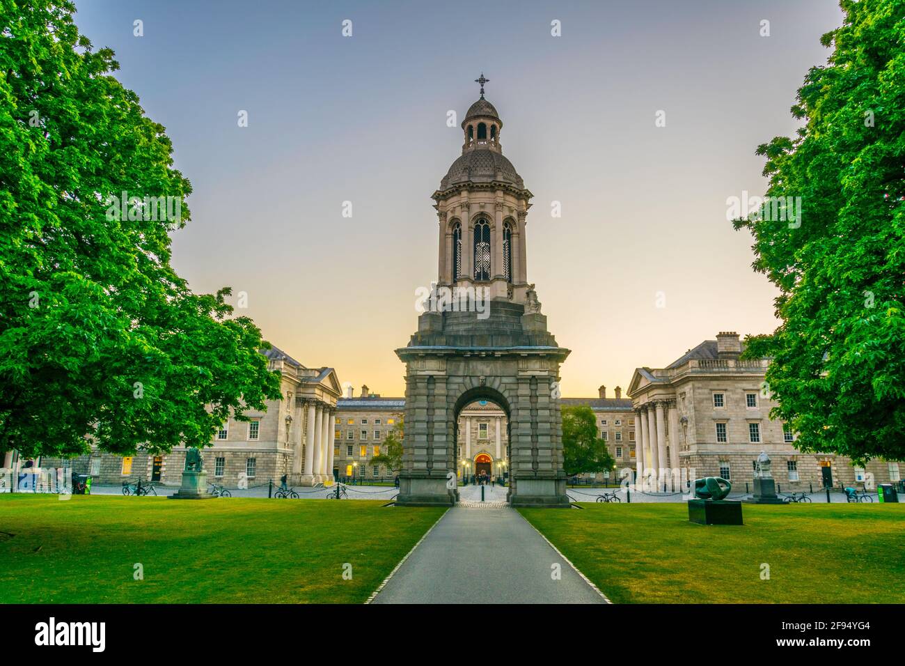 Campanile inside of the trinity college campus in Dublin, ireland Stock ...