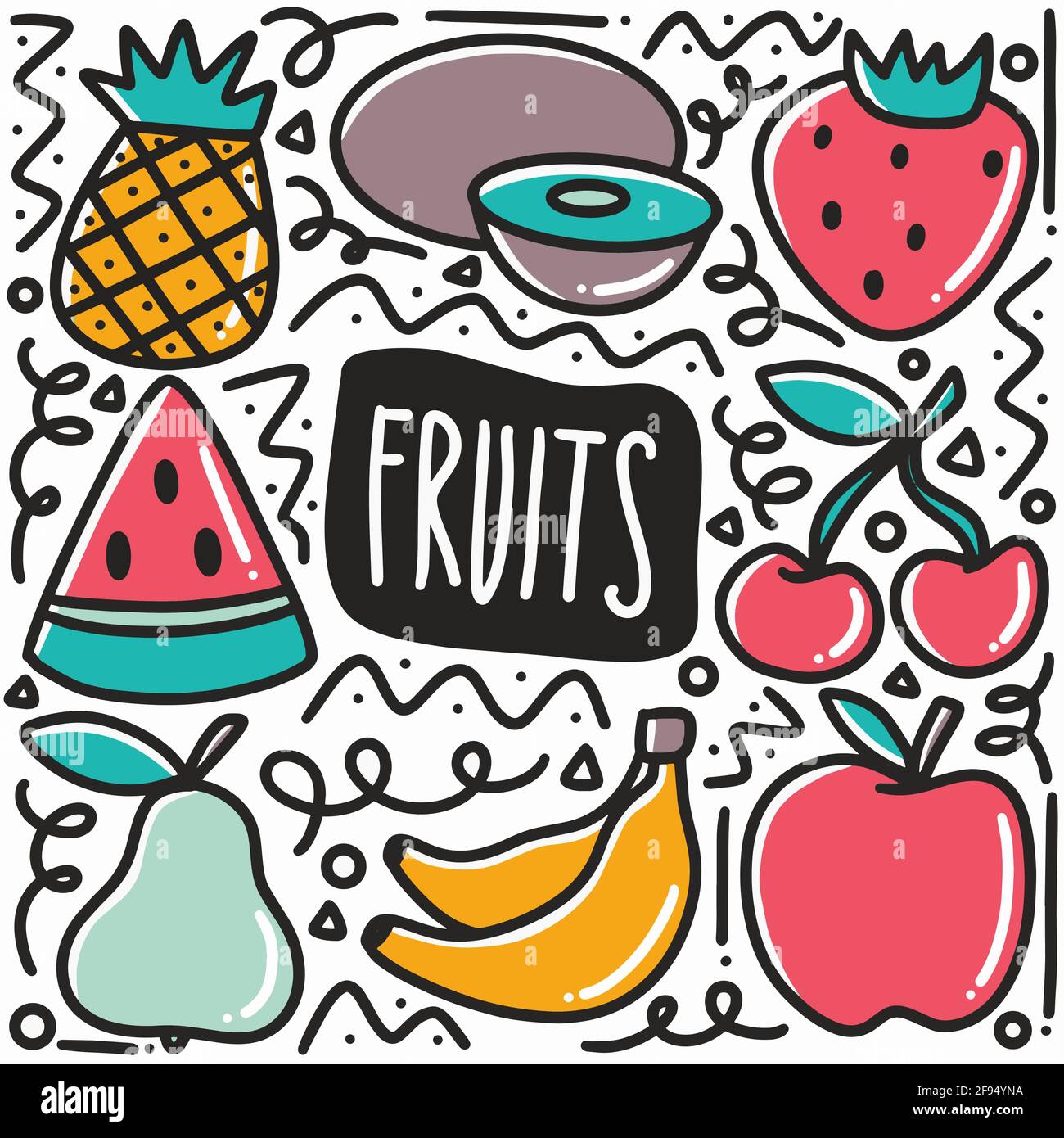 hand drawn fruits doodle set Stock Vector Image & Art - Alamy