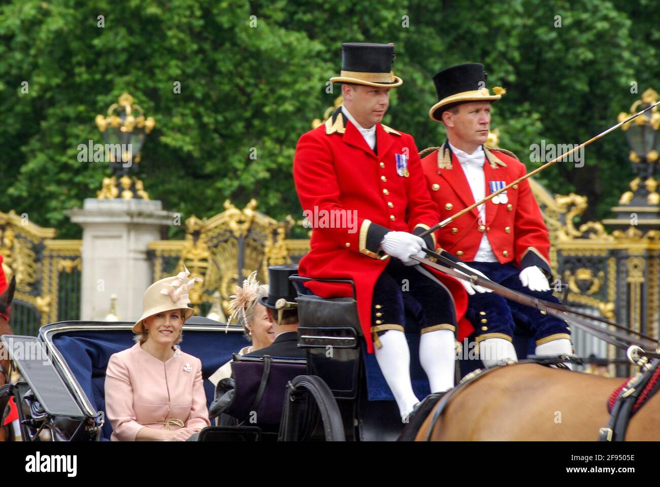 Sophie, Countess of Wessex riding in a carriage at Trooping the Colour ...