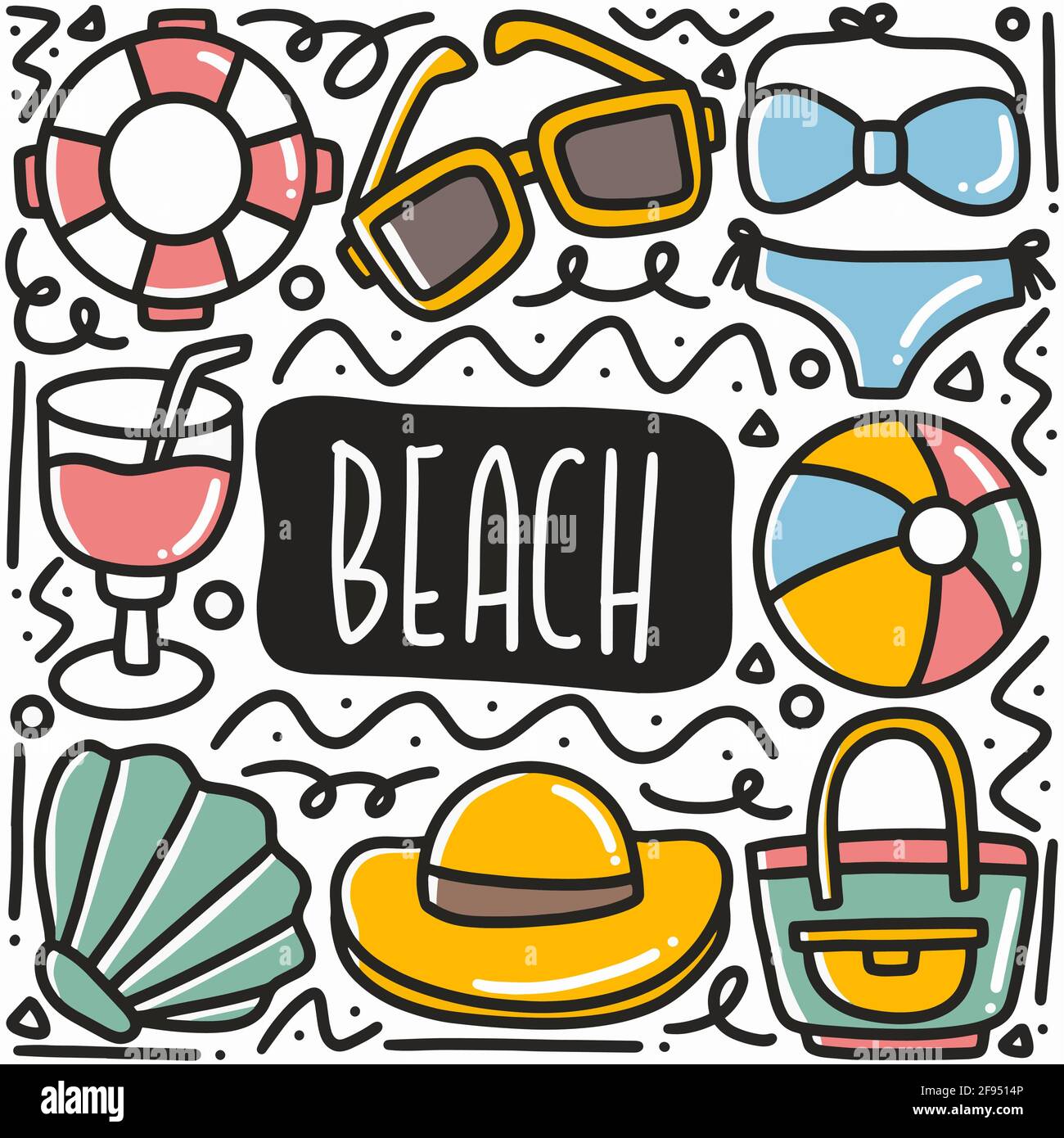 Cartoon beach elements Stock Vector Images - Alamy