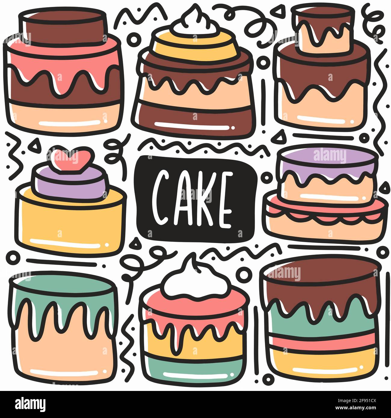 hand drawn cake doodle set Stock Vector Image & Art - Alamy