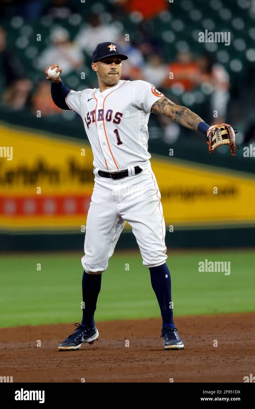 Houston Astros shortstop Carlos Correa (1) during a MLB baseball game ...