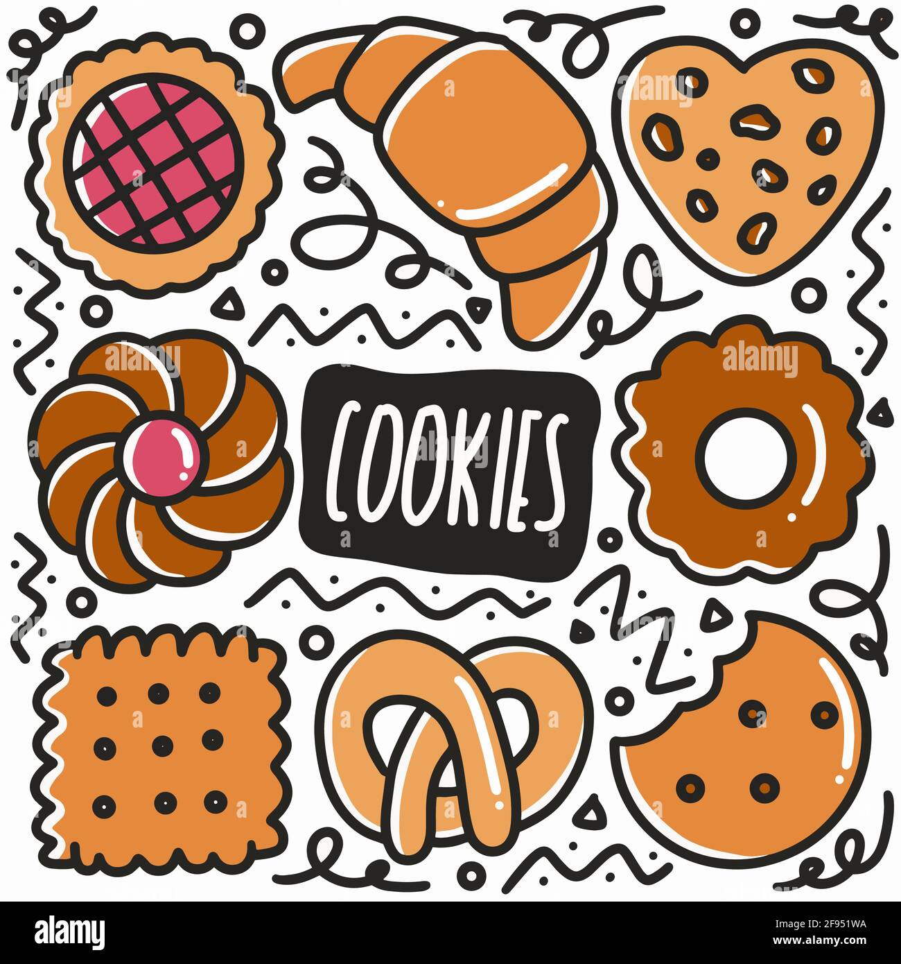 hand drawn cookies doodle set Stock Vector Image & Art - Alamy