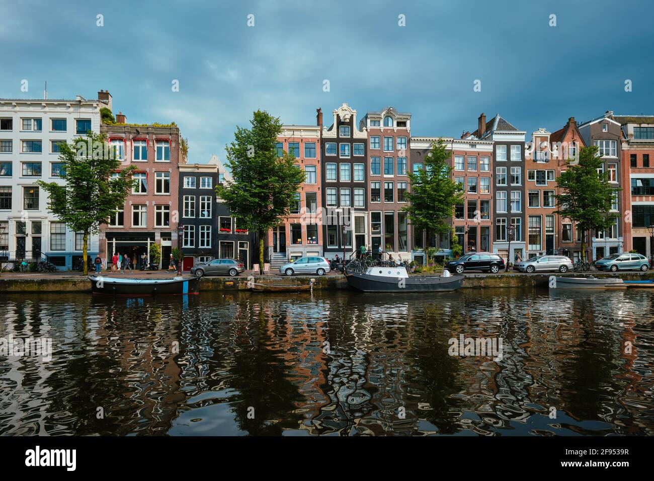 Singel canal in Amsterdam with houses. Amsterdam, Netherlands Stock ...