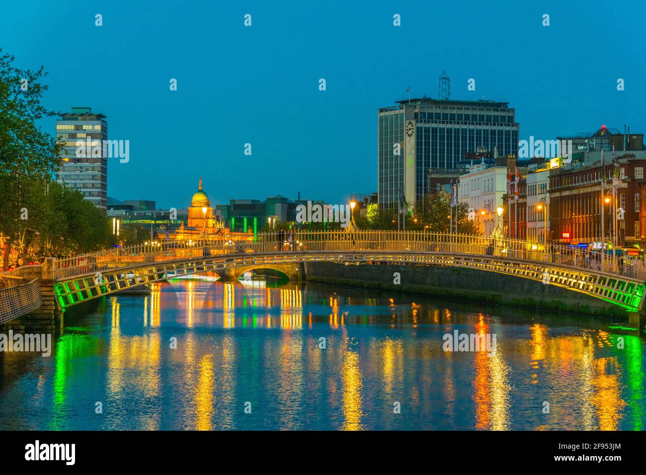 Sunset view of the Millenium bridge in Dublin, Ireland Stock Photo - Alamy
