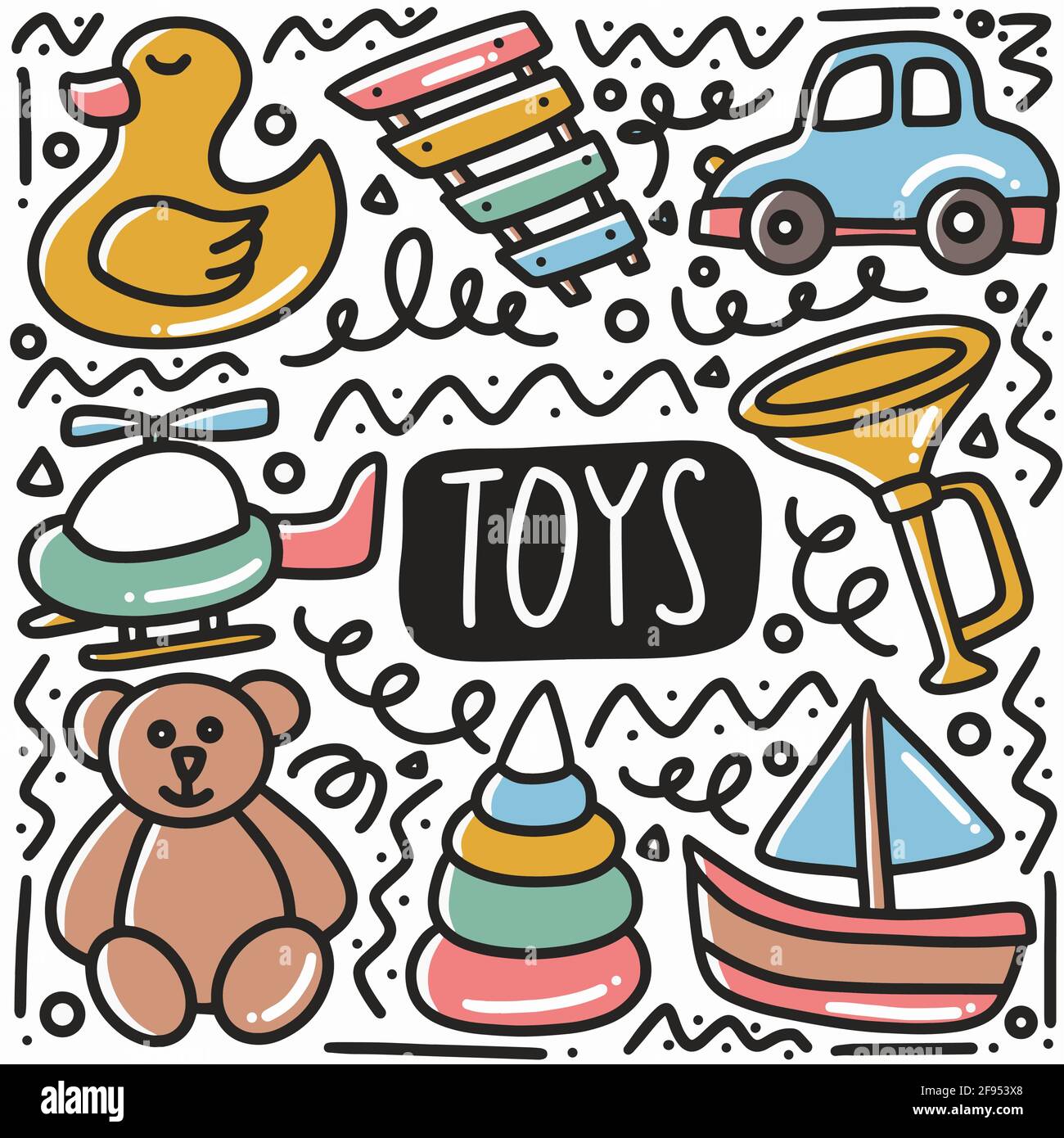 hand drawn baby toys doodle set Stock Vector Image & Art - Alamy