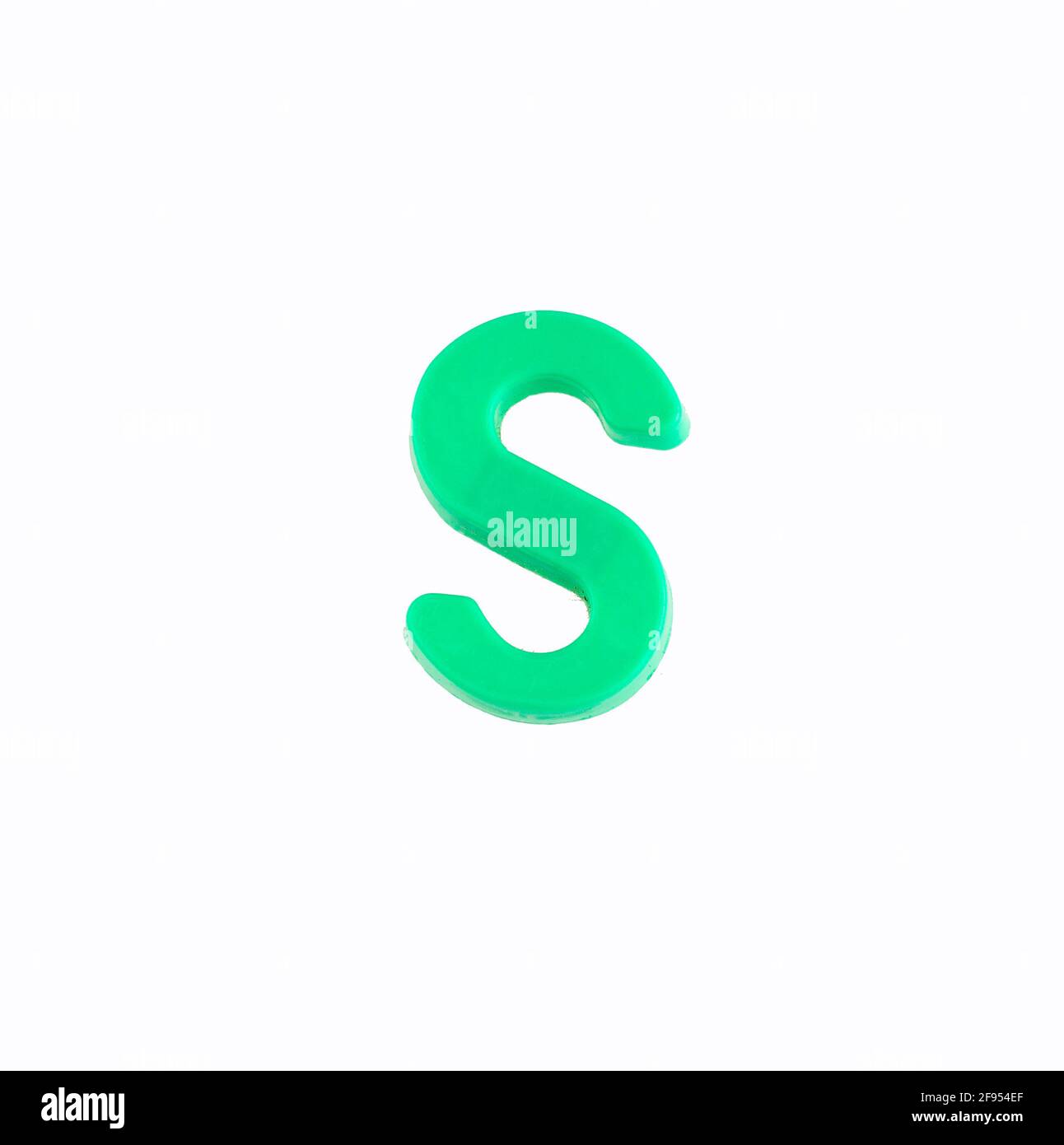 Letter S in green color - Plastic part Stock Photo - Alamy