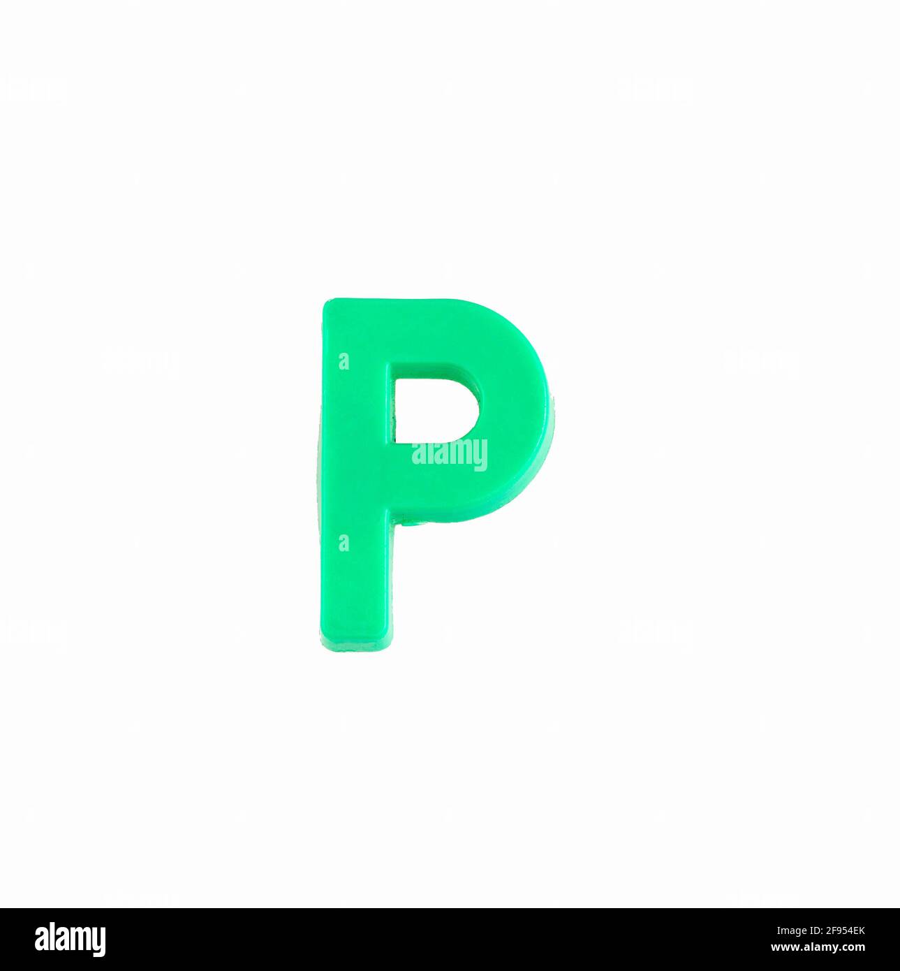 Letter P in green color - Plastic part Stock Photo - Alamy