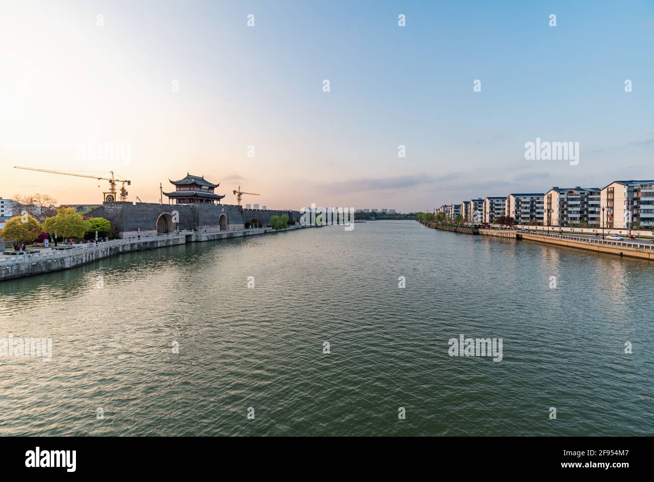 Sunset landscape of Suzhou ancient city wall Stock Photo - Alamy