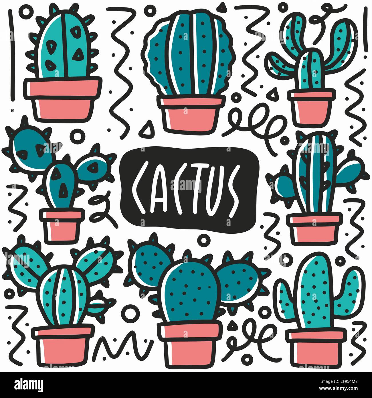 hand drawn cactus plant doodle set Stock Vector Image & Art - Alamy