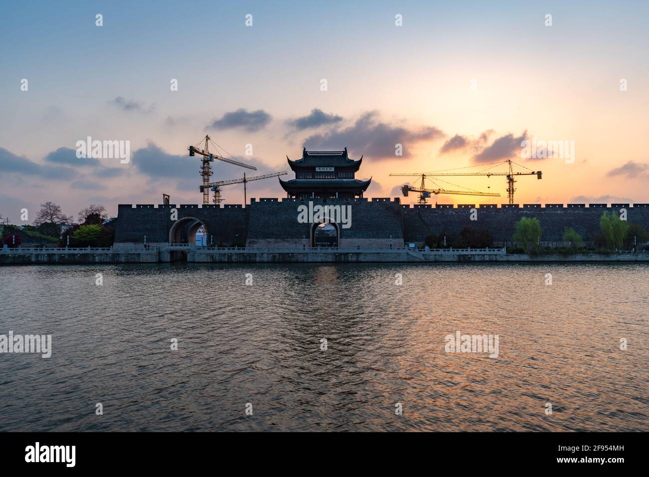Sunset landscape of Suzhou ancient city wall Stock Photo - Alamy