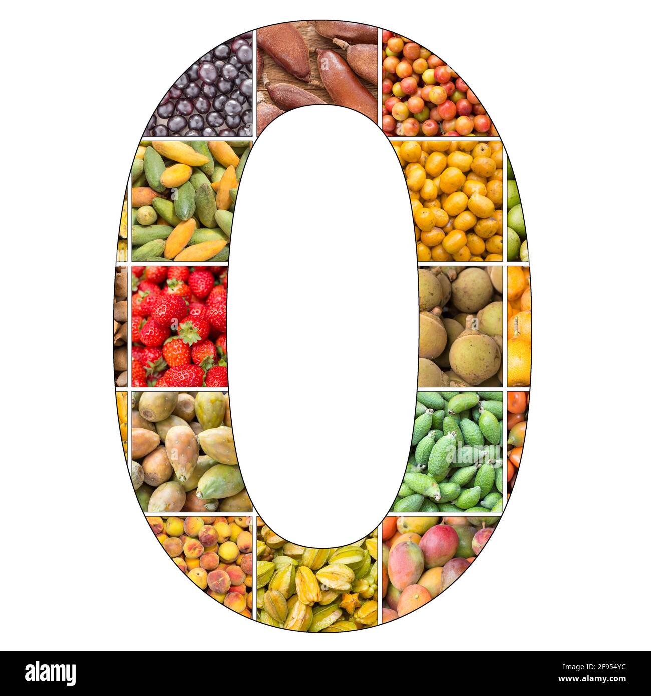 No. 0 (zero) with fruit background - White background Stock Photo - Alamy