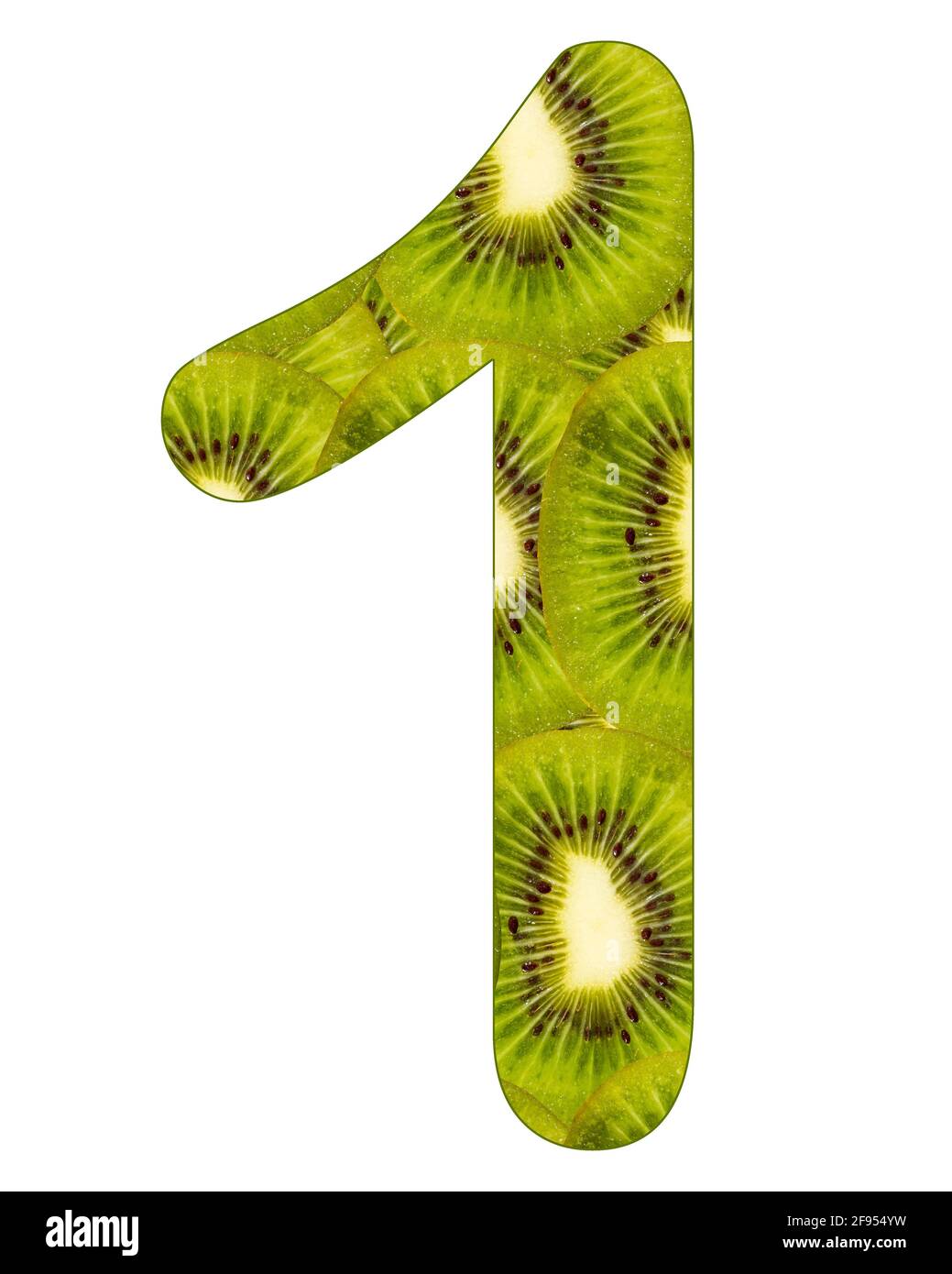 Number one on with kiwi fruit background - Actinidia deliciosa Stock ...