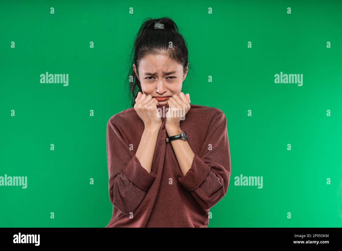 Woman Crying Hands Face High Resolution Stock Photography and Images ...