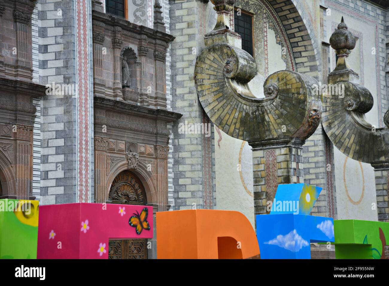 Scenic exterior view of the Baroque Santa Rosa de Viterbo with the ...