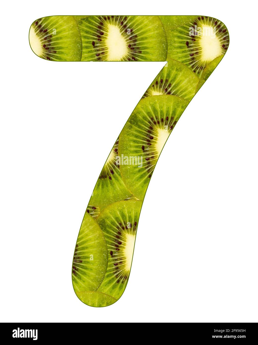 Number seven on with kiwi fruit background - Actinidia deliciosa Stock ...