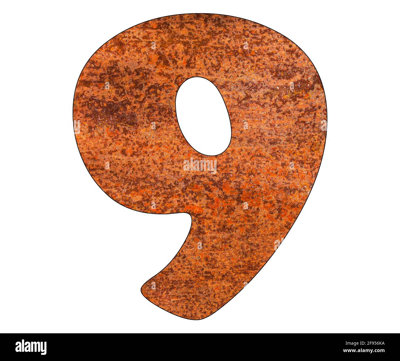 Number 9 with rusty metal bottom Stock Photo - Alamy