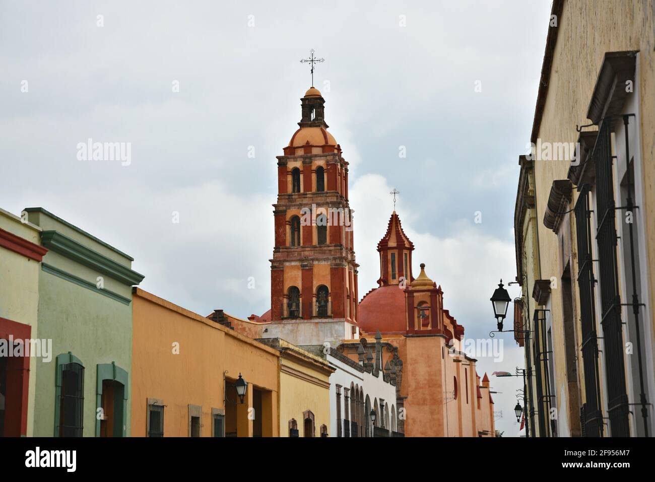 Belfry and dome scenic view of the Spanish Colonial Parroquia de Santa ...