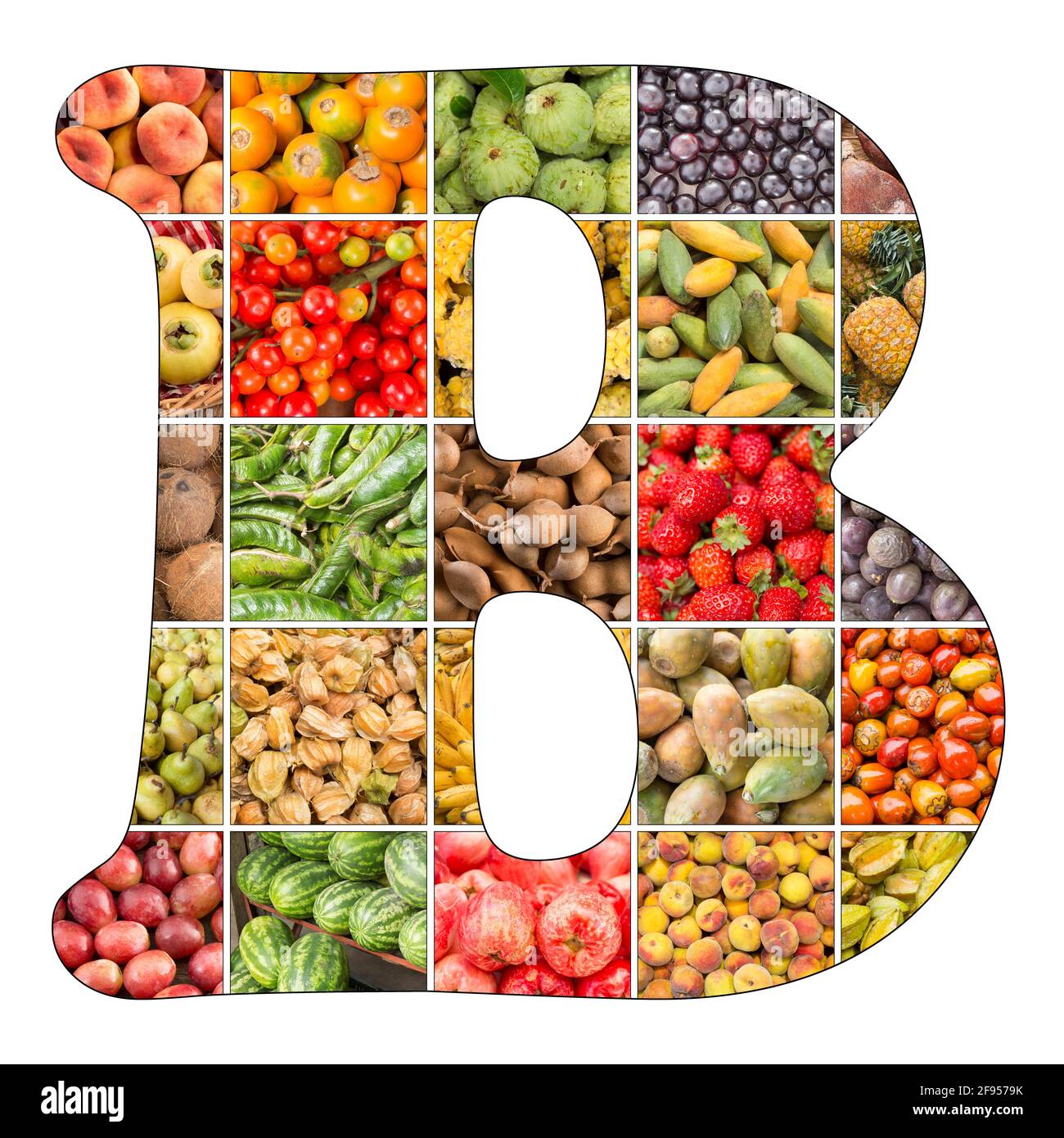 Letter B of the alphabet with fruit background Stock Photo - Alamy