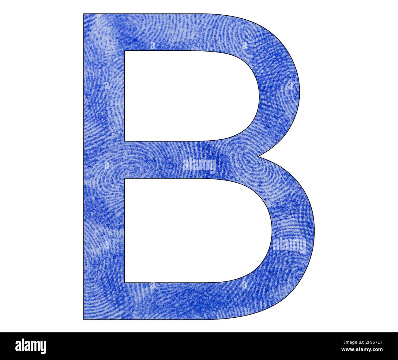 Blue fingerprint - Letter B of the alphabet Stock Photo - Alamy