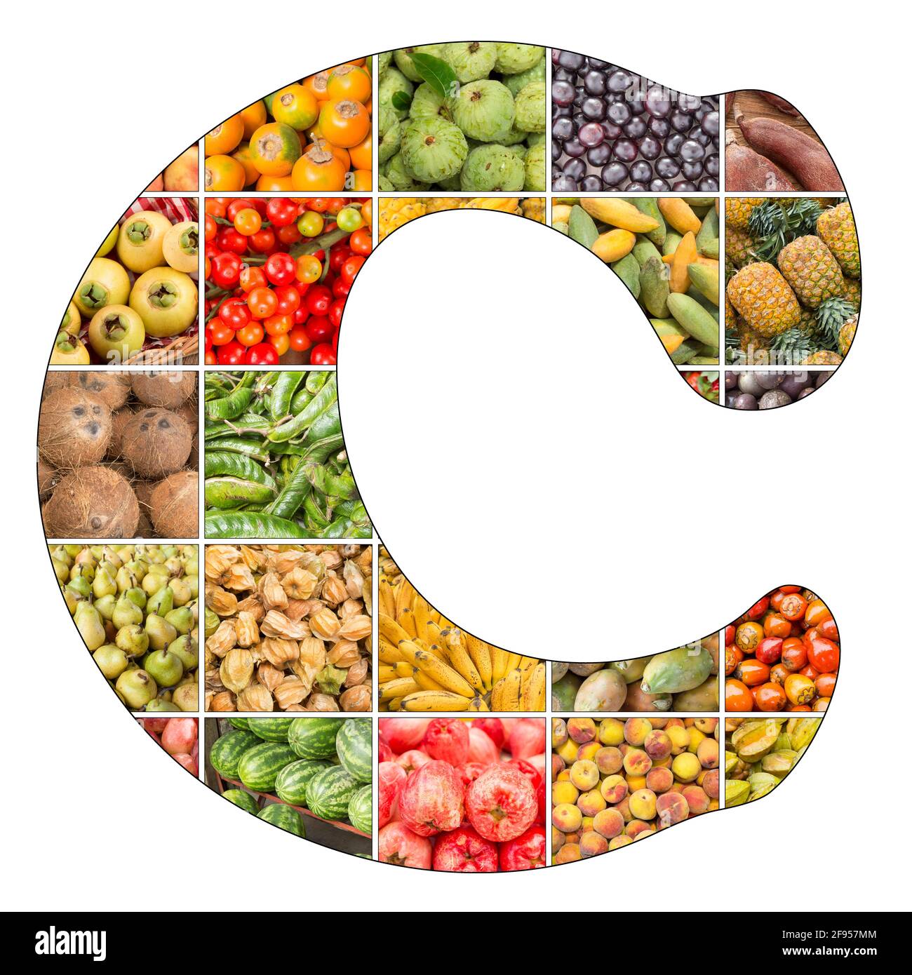 Letter C of the alphabet with fruit background Stock Photo - Alamy