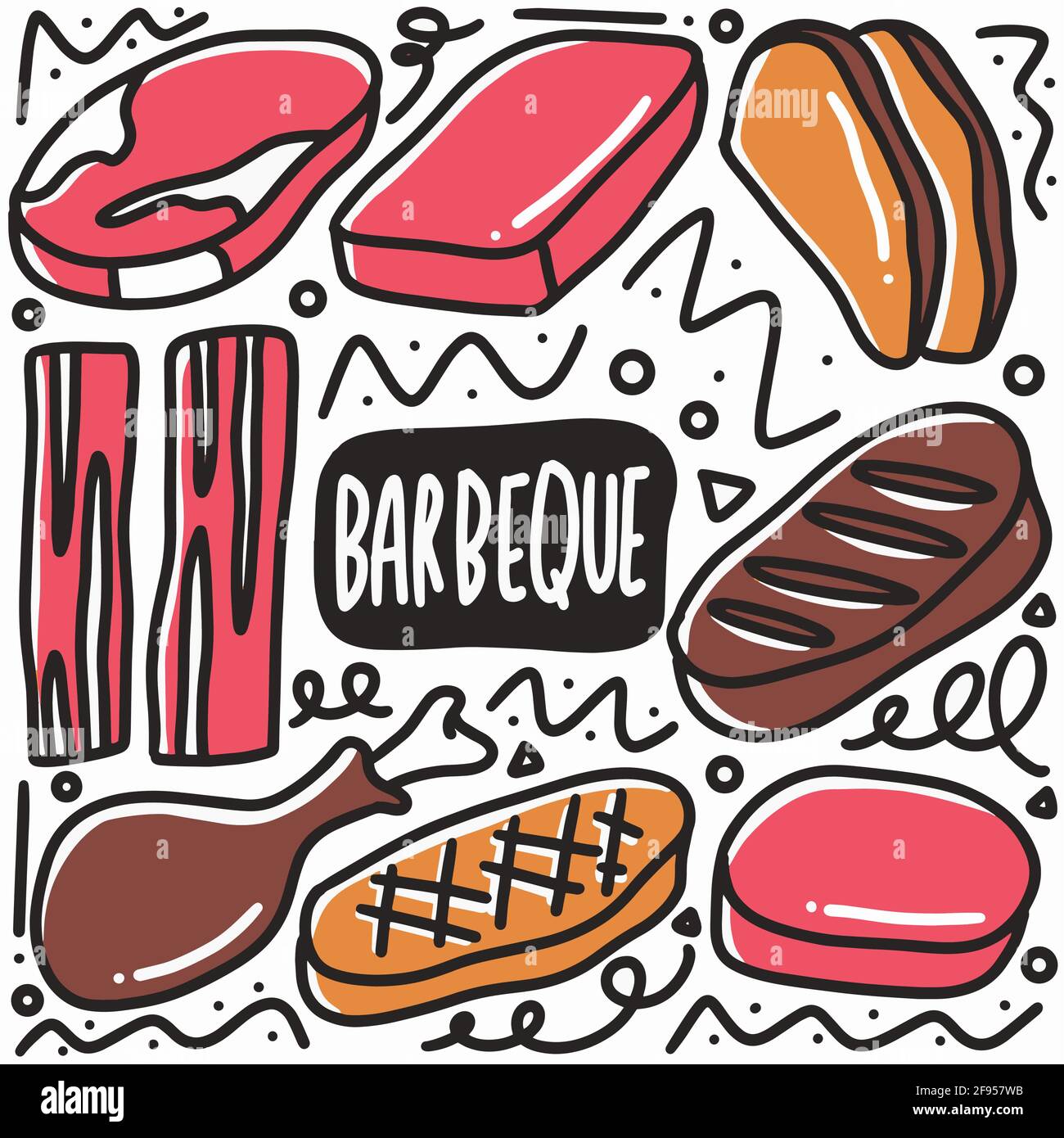 hand drawn barbeque meat doodle set Stock Vector Image & Art - Alamy