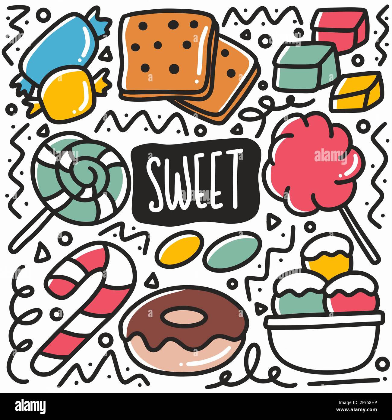 hand drawn sweet doodle set Stock Vector Image & Art - Alamy