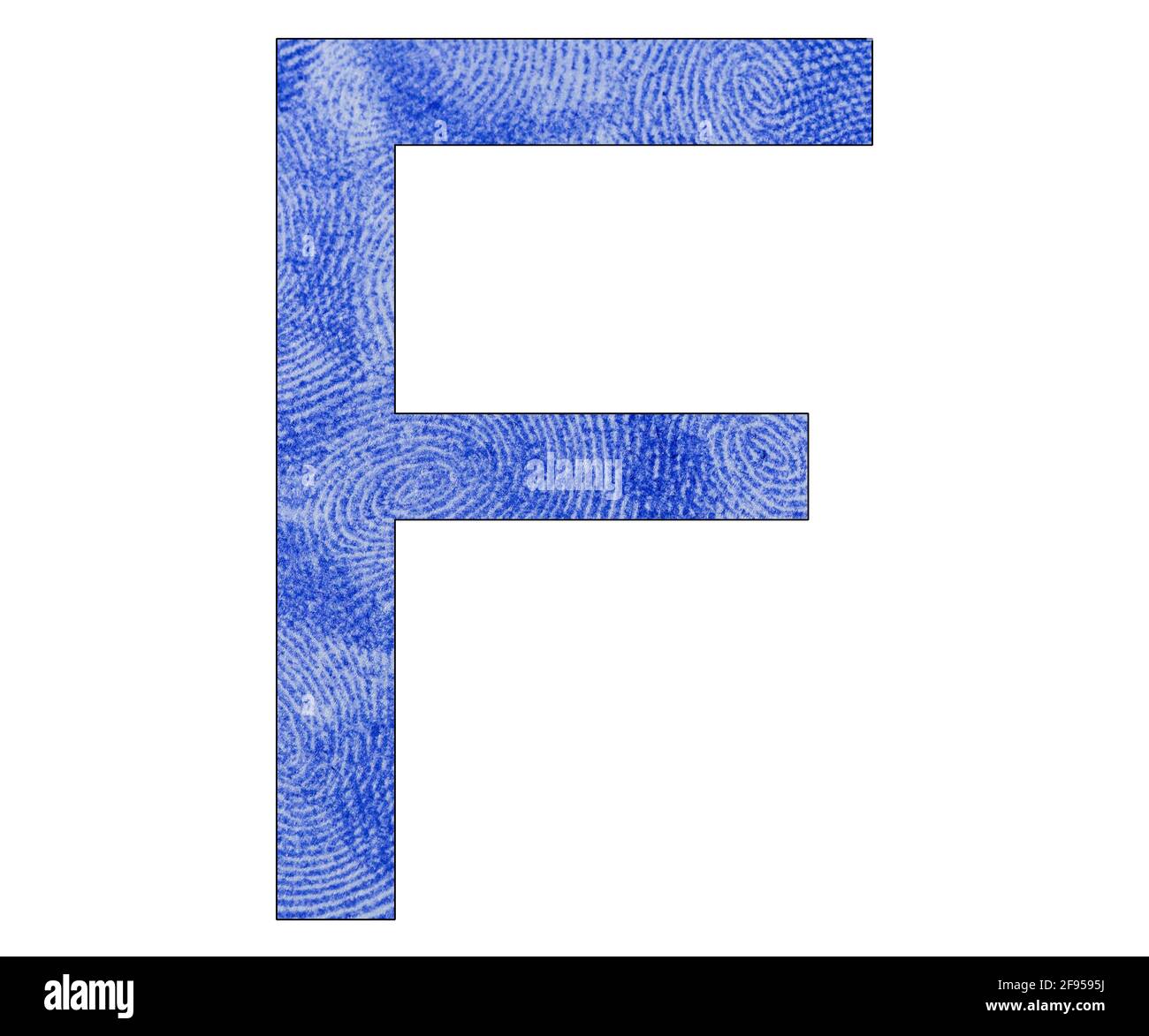 Blue fingerprint - Letter F of the alphabet Stock Photo - Alamy