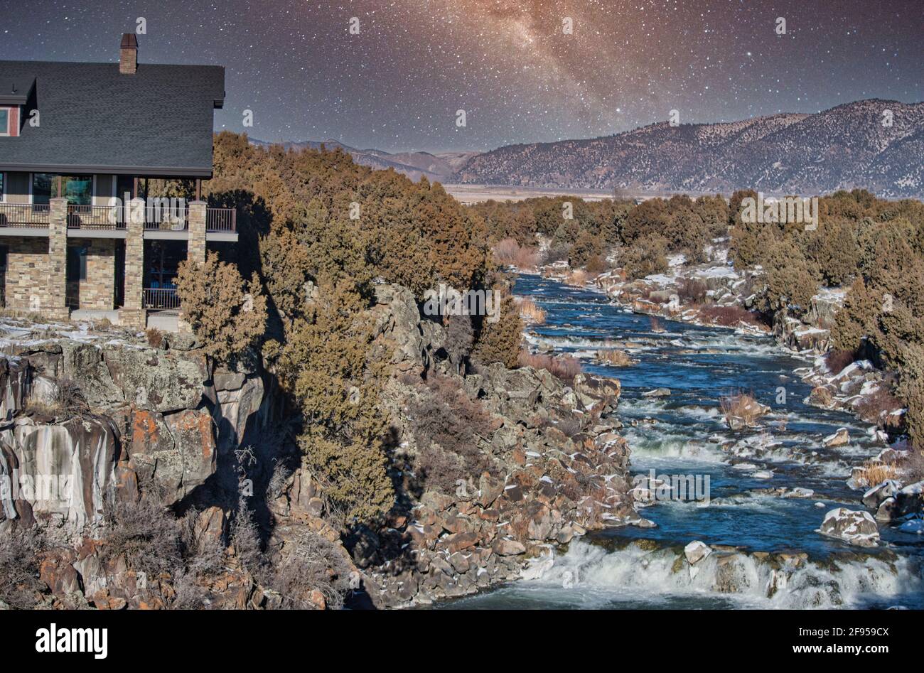 Milky Way over a river Stock Photo - Alamy