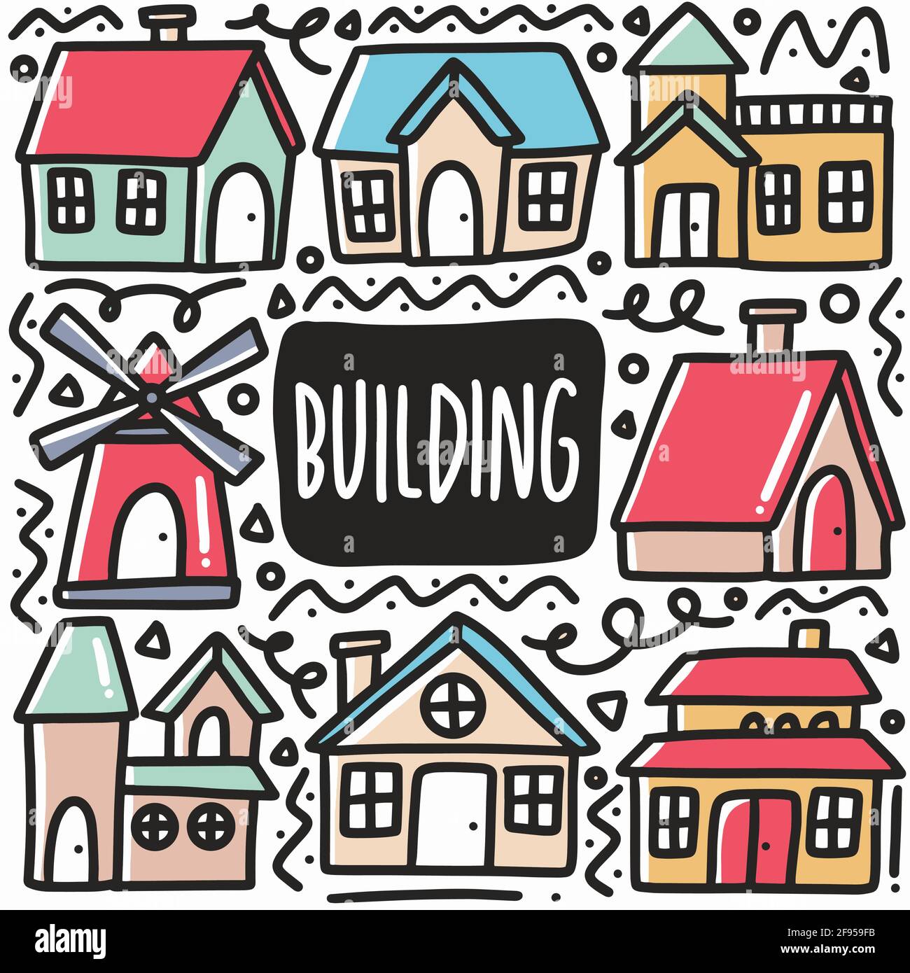 hand drawn city building doodle set Stock Vector Image & Art - Alamy