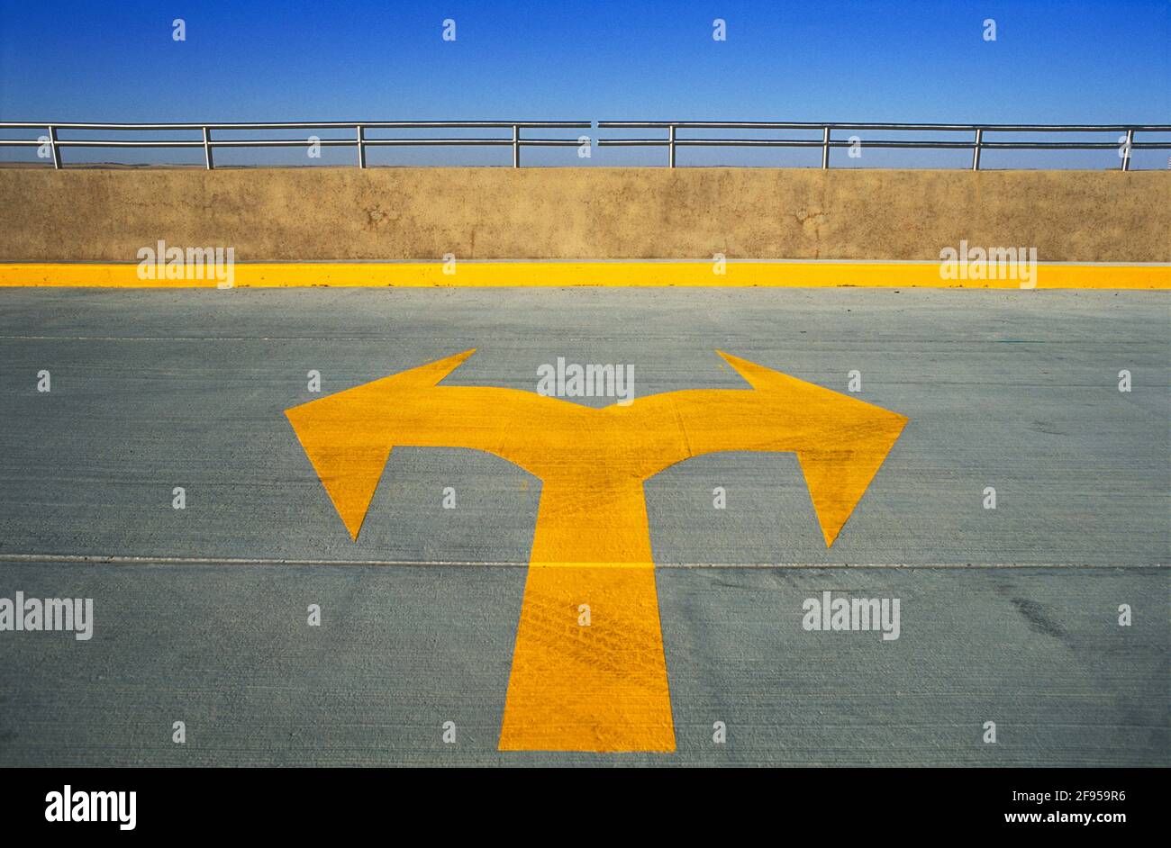 Pavement Markings, Arrows going in two directions. Concept image for ...