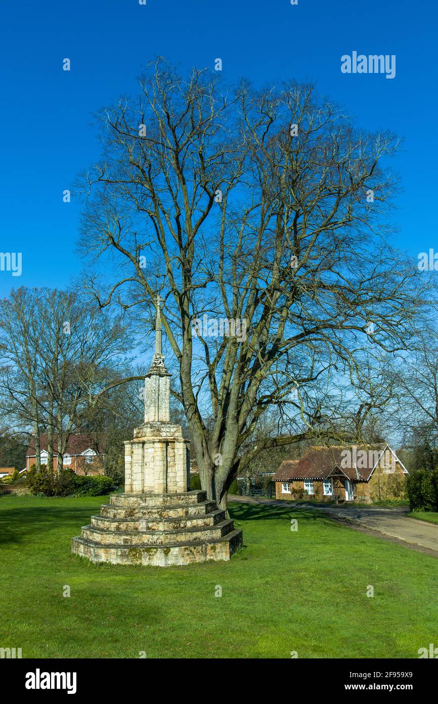 The War Memorial at Castle Rising seen against the backdrop of large ...