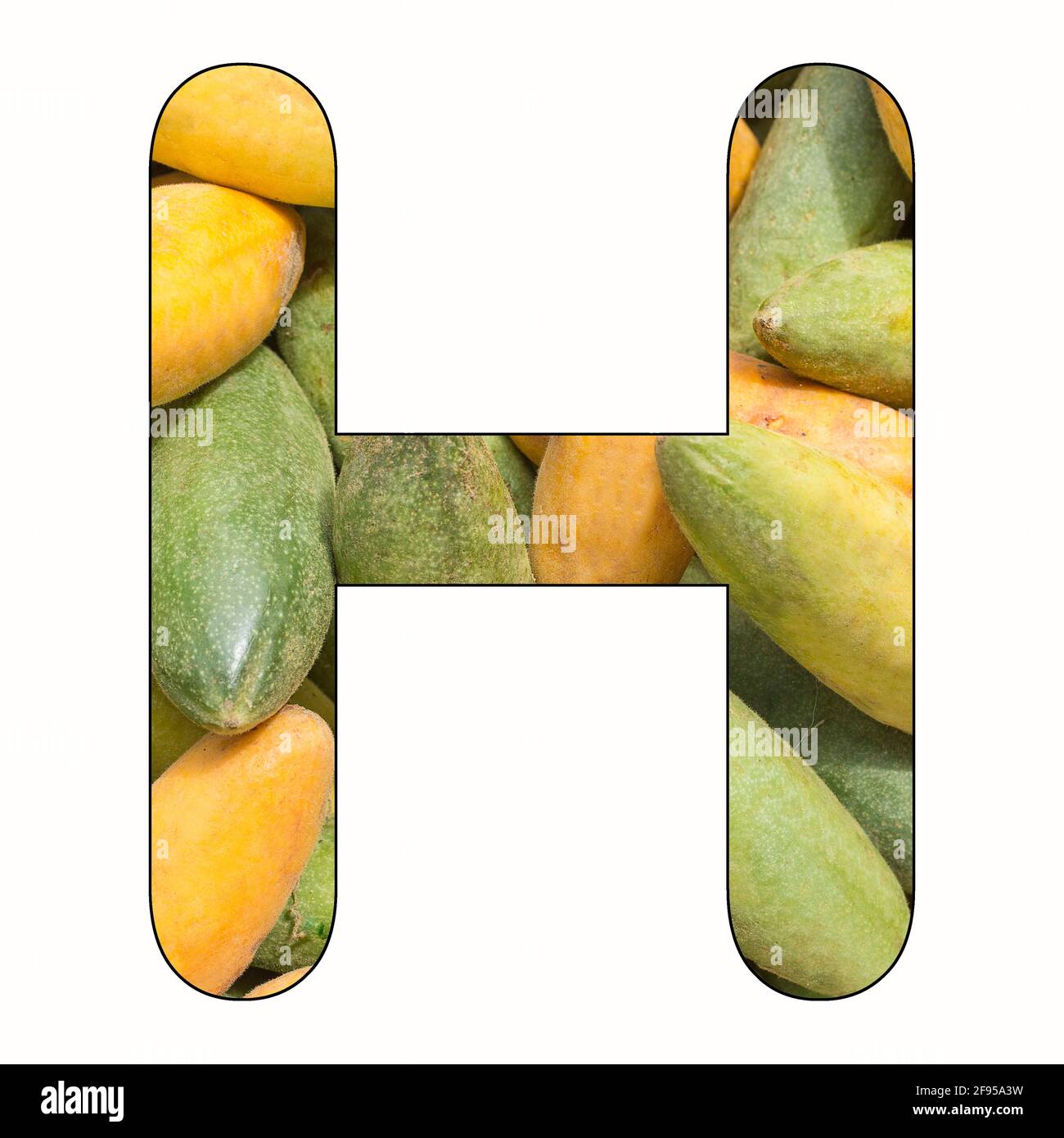 Letter H of the alphabet with fruit background Stock Photo - Alamy