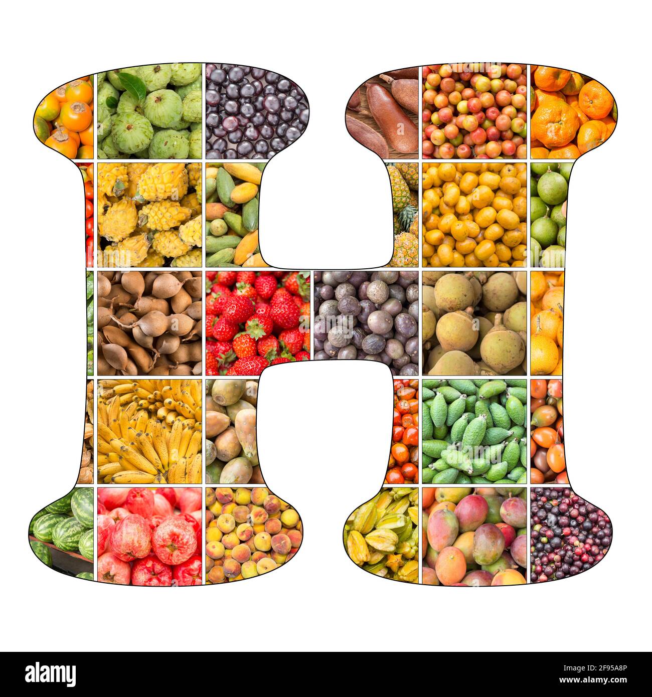 Letter H of the alphabet with fruit background Stock Photo - Alamy