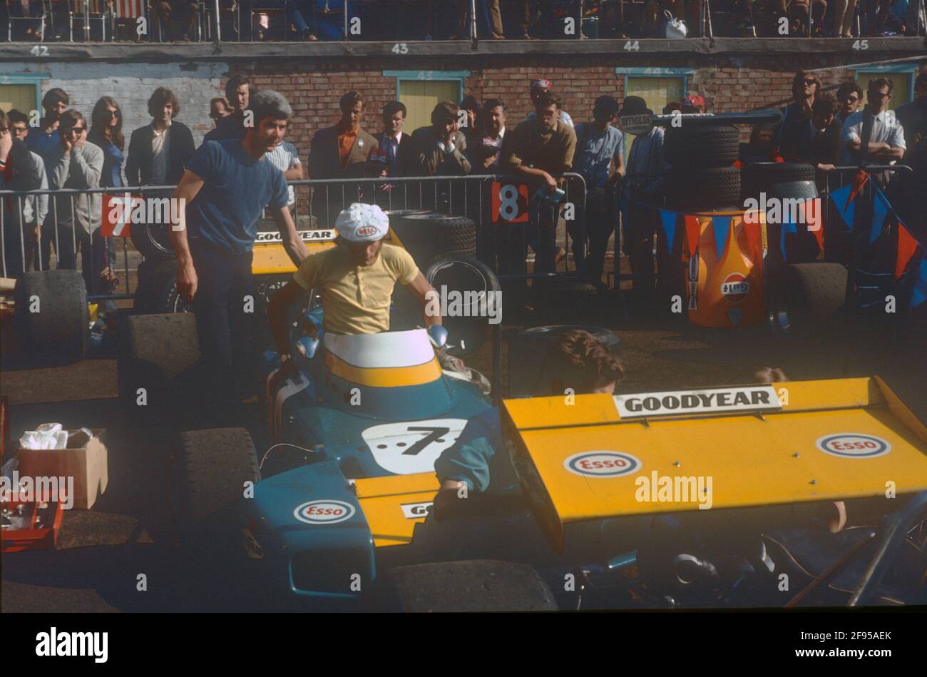 The Brabham team in the Silverstone paddock during practice for the ...