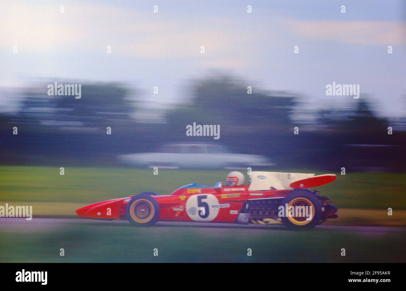 The Ferrari 312B2 of Clay Regazzoni at speed during the 1971 British ...
