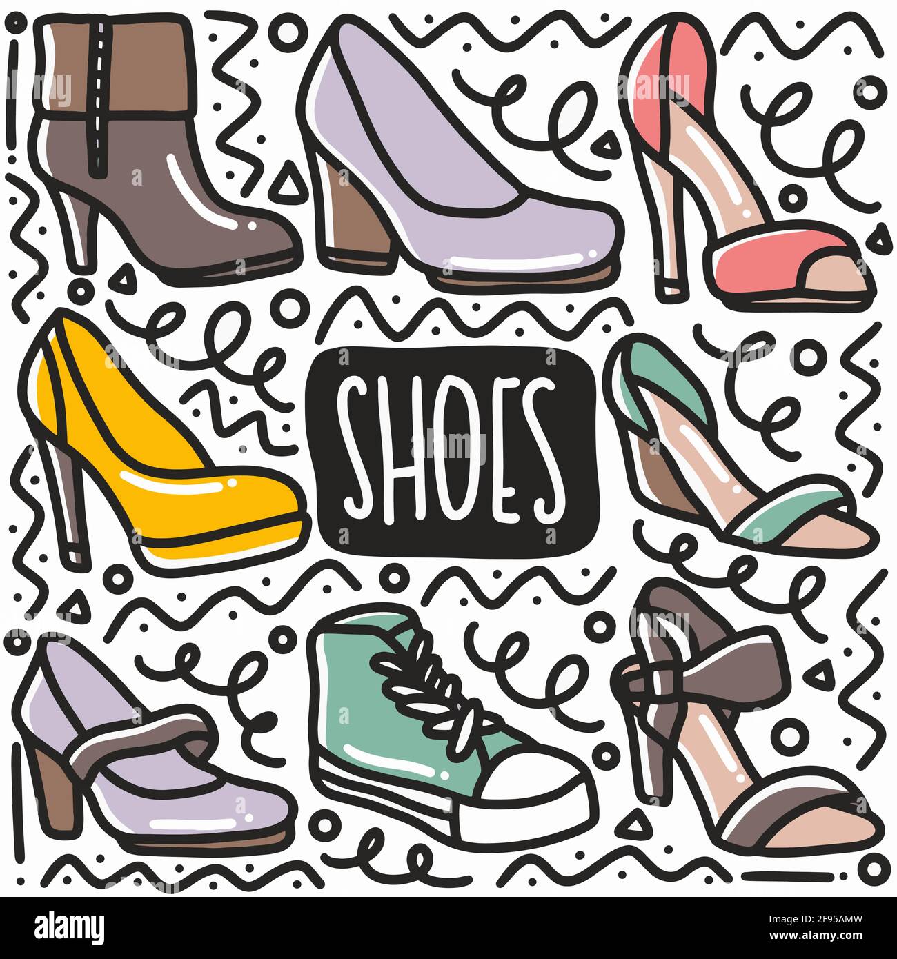 hand drawn women shoes doodle set Stock Vector Image & Art - Alamy
