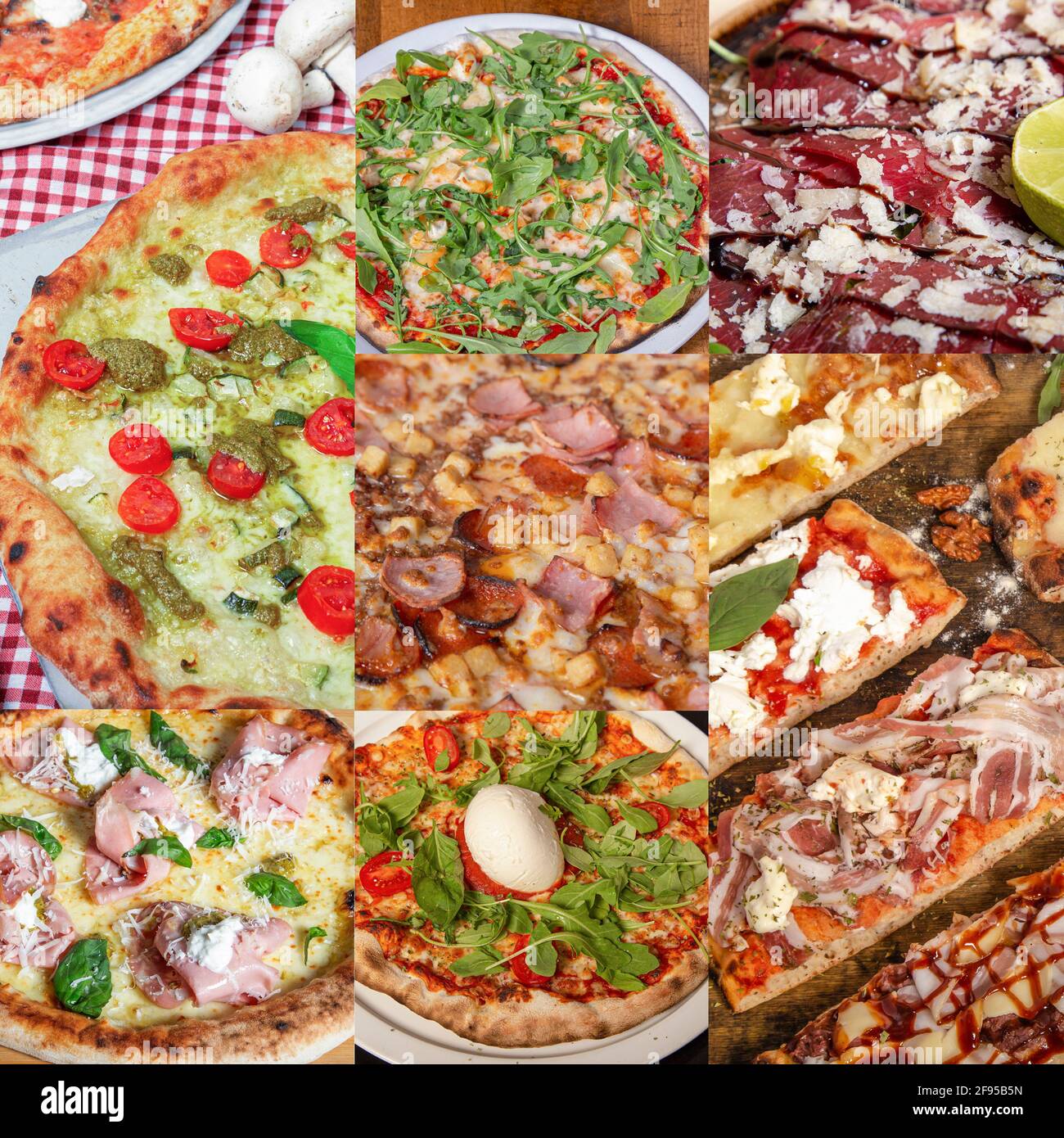 food collection of various types of italian pizza Stock Photo - Alamy