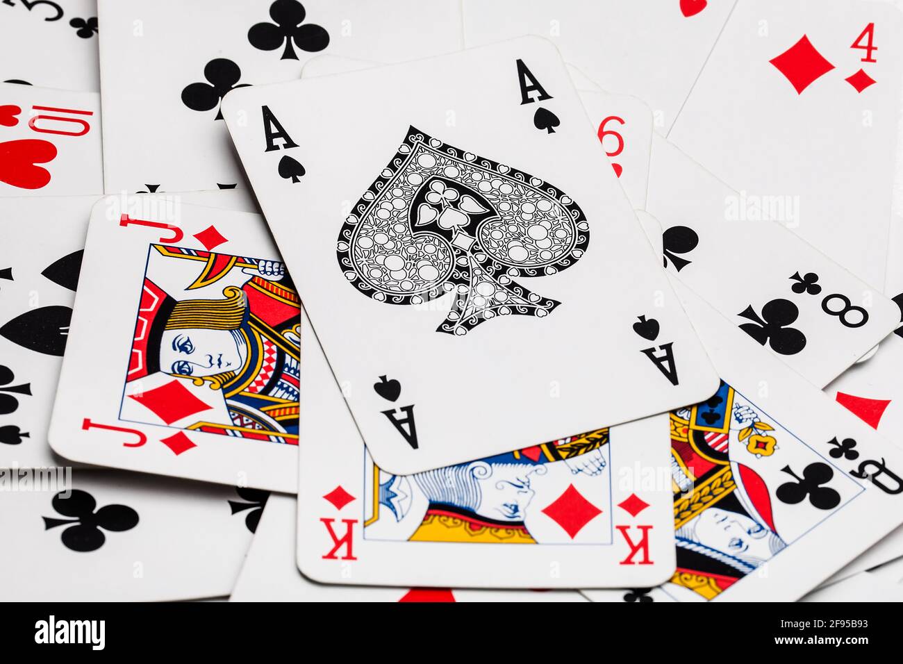 playing cards close-up, on white the table Stock Photo - Alamy