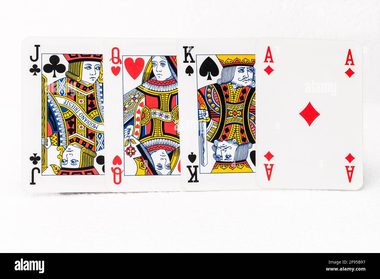 playing cards close-up, on white the table Stock Photo - Alamy