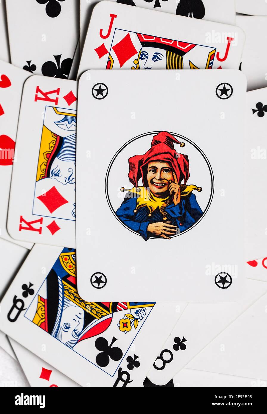 playing cards close-up, on white the table Stock Photo - Alamy